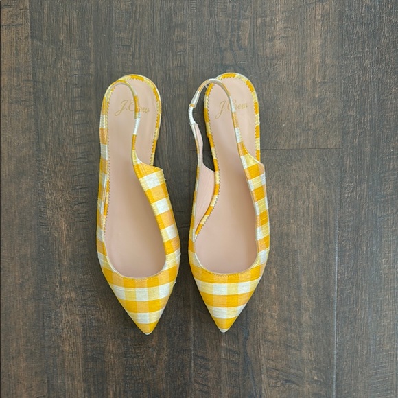 J. Crew | Shoes | J Crew Yellow Gingham Womens Slingback Flats | Poshmark